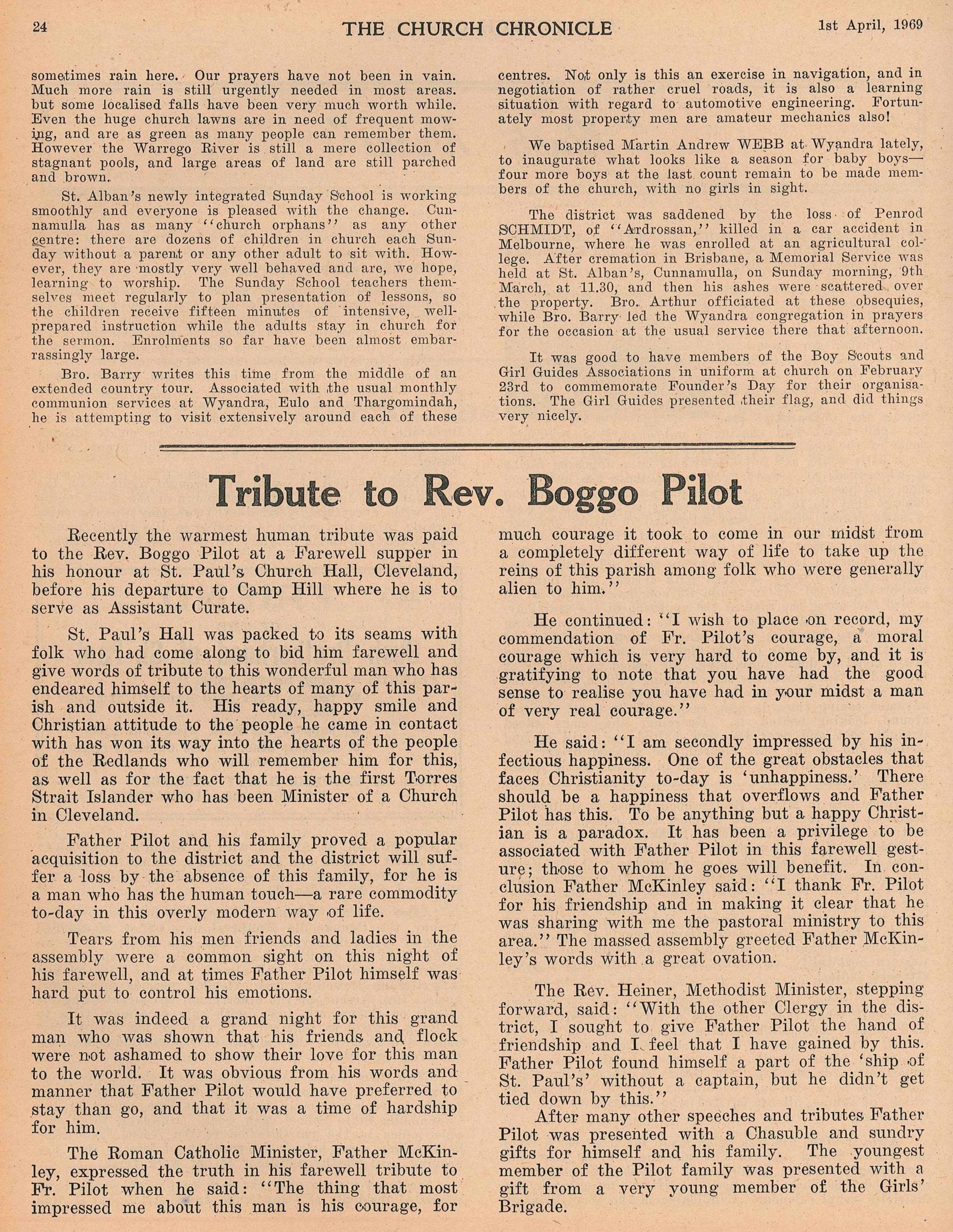 Canon Boggo Pilot: war-time army corporal and Torres Strait Islander ...