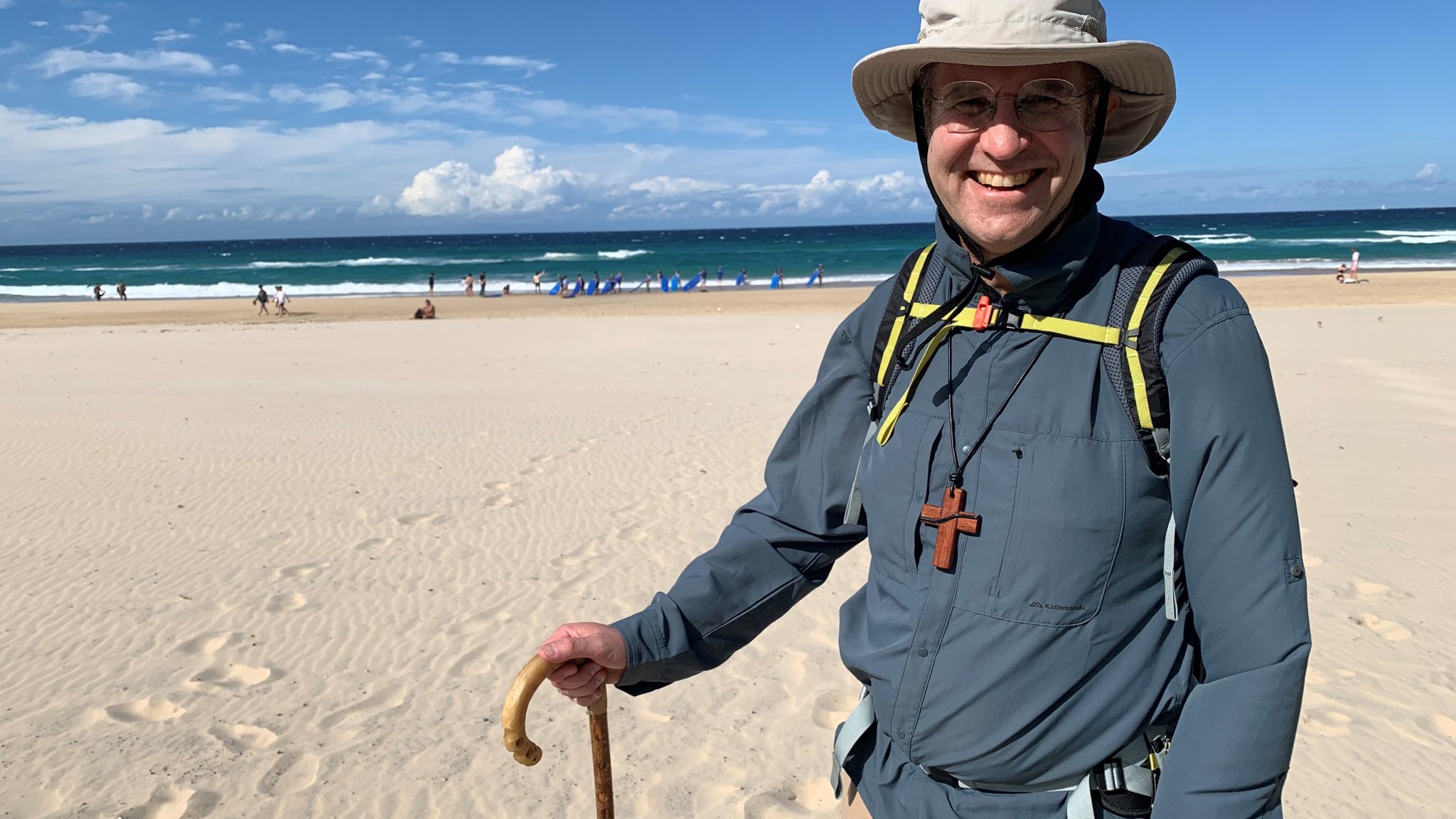 A priest, a piper, prayer and dozens of pilgrims at God’s pace